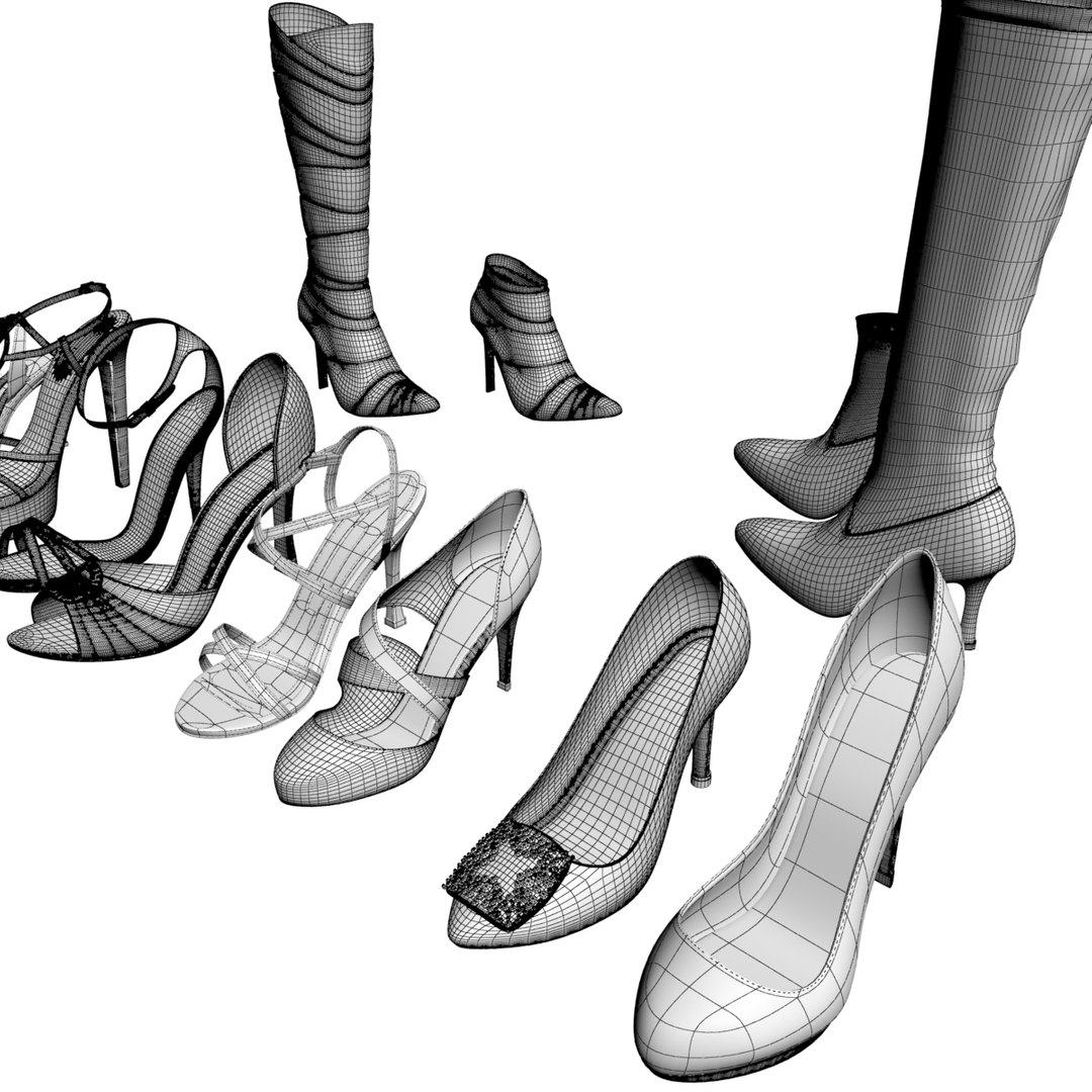3d Model Footwear Set Lady