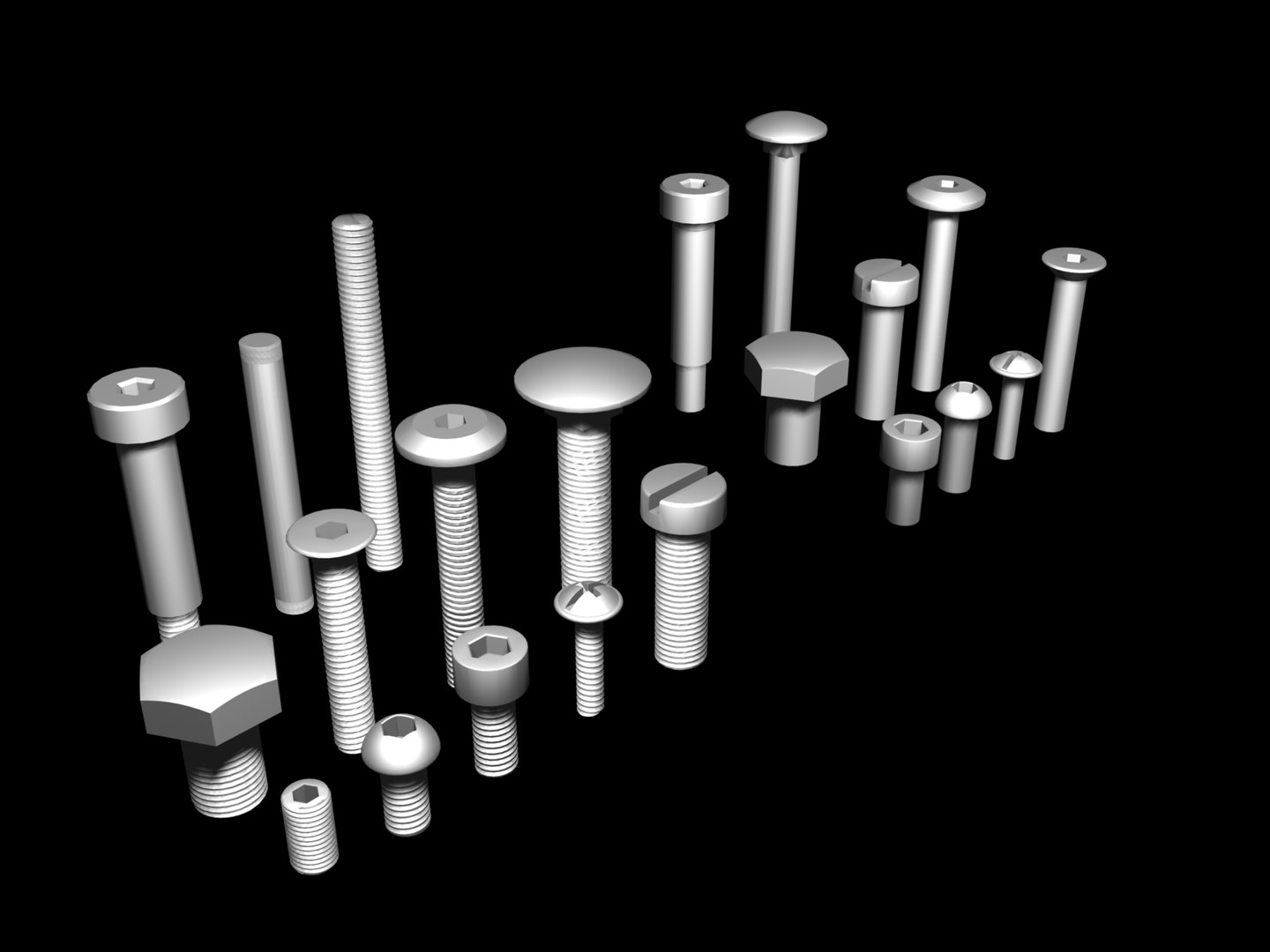 Package Bolts Threads 3d Model