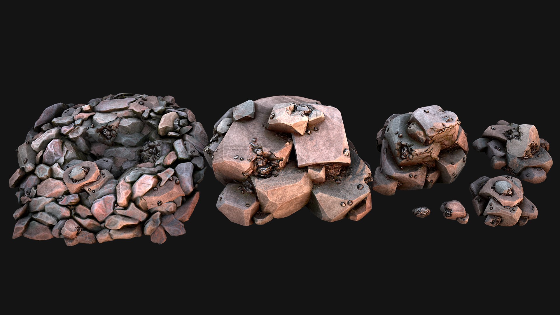 Iron Ore Rocks And Stones Set 3D Model - TurboSquid 2290378