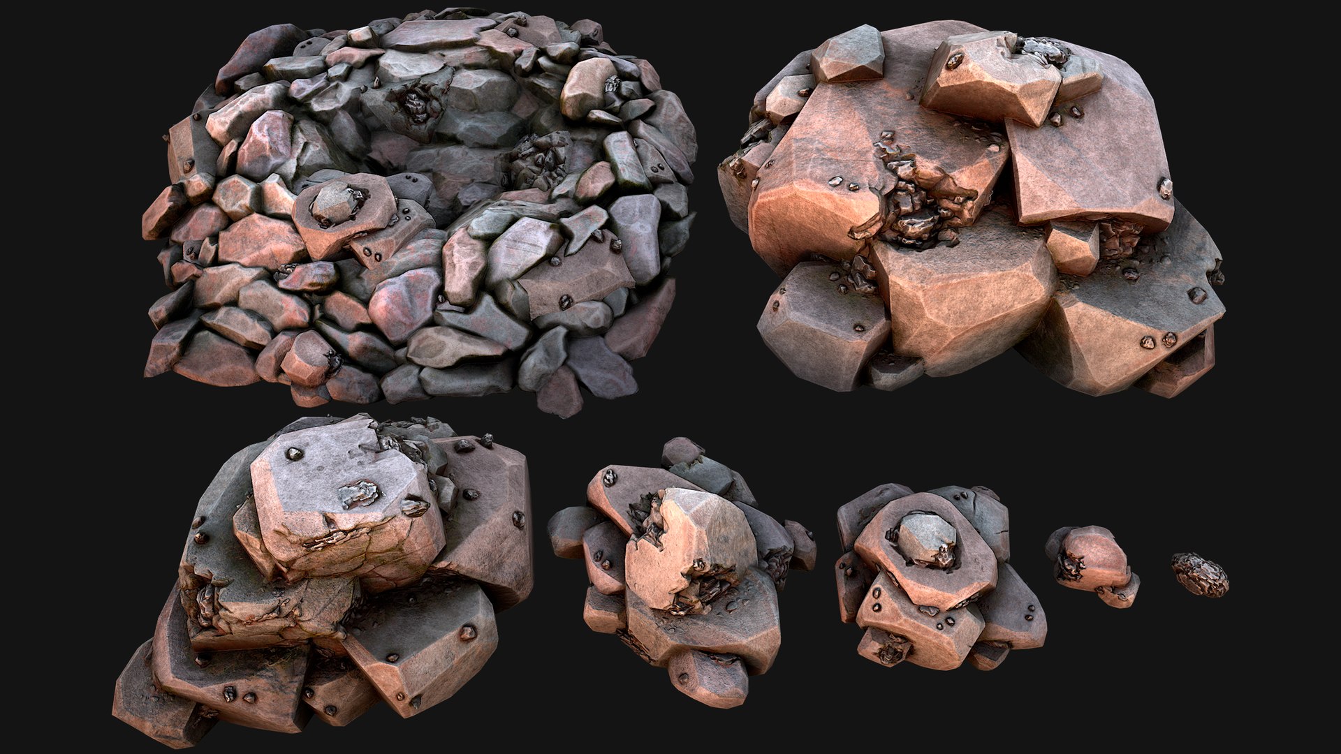 Iron Ore Rocks And Stones Set 3D Model - TurboSquid 2290378