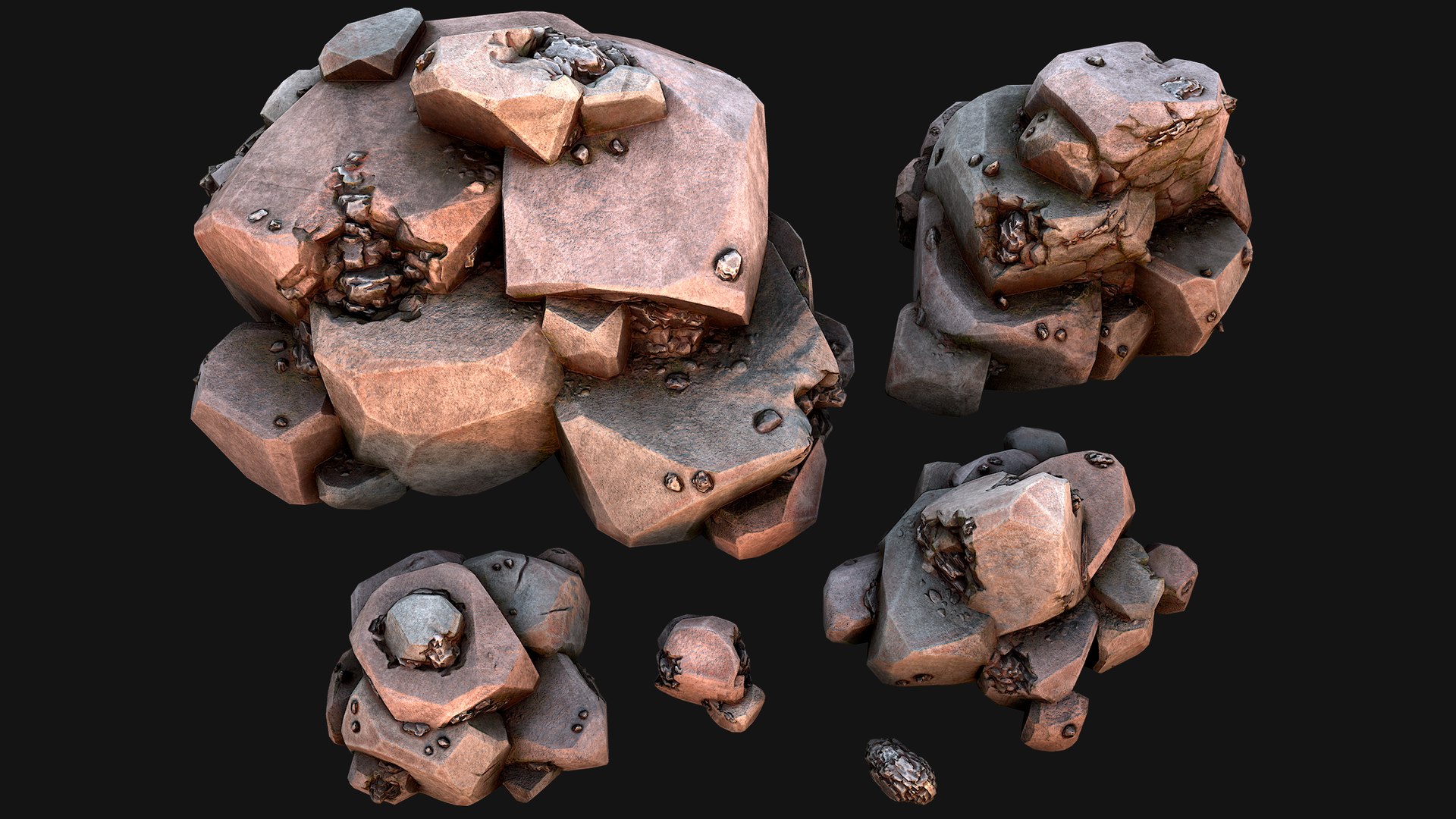 Iron Ore Rocks And Stones Set 3D Model - TurboSquid 2290378