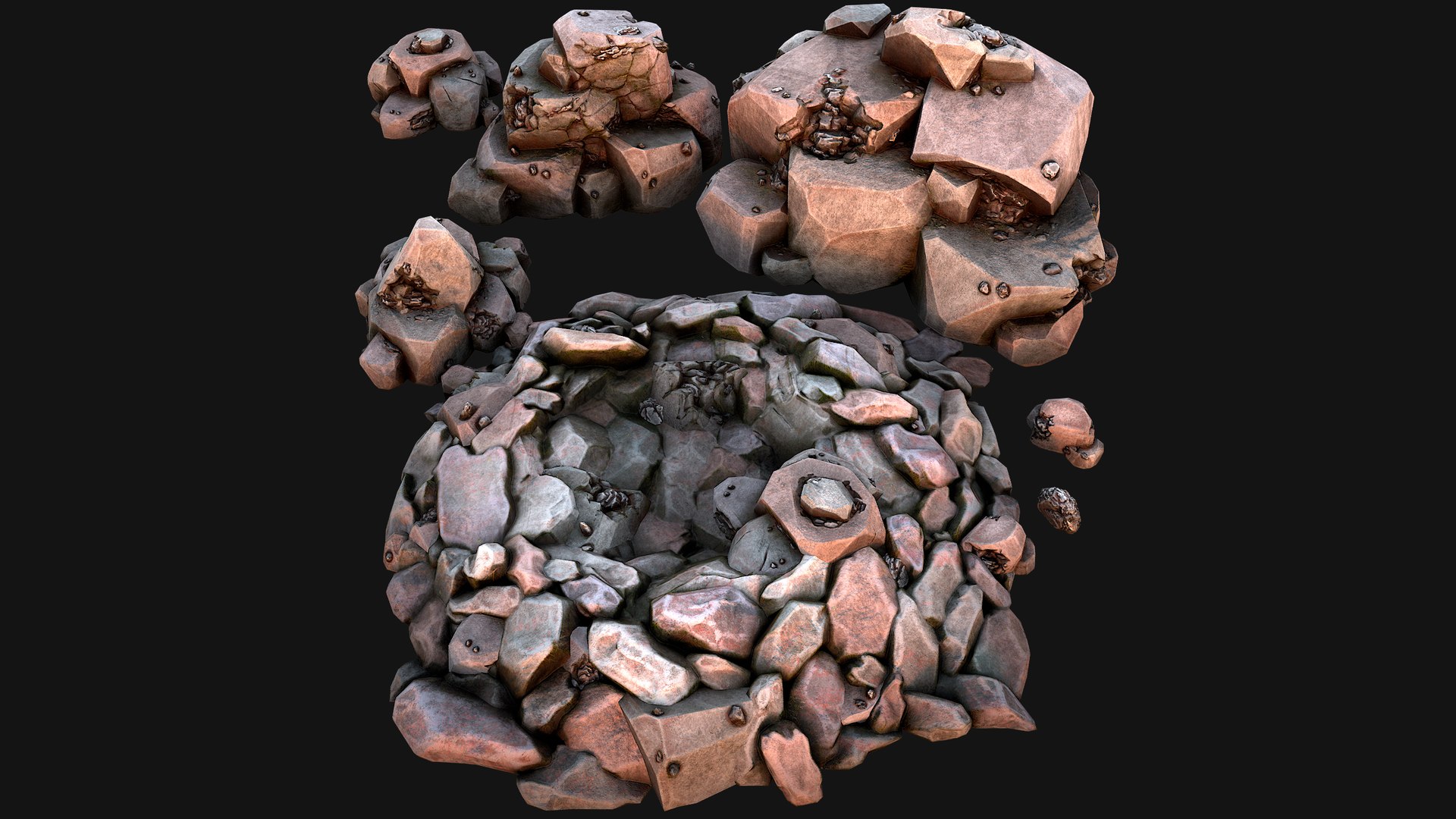 Iron Ore Rocks And Stones Set 3D Model - TurboSquid 2290378