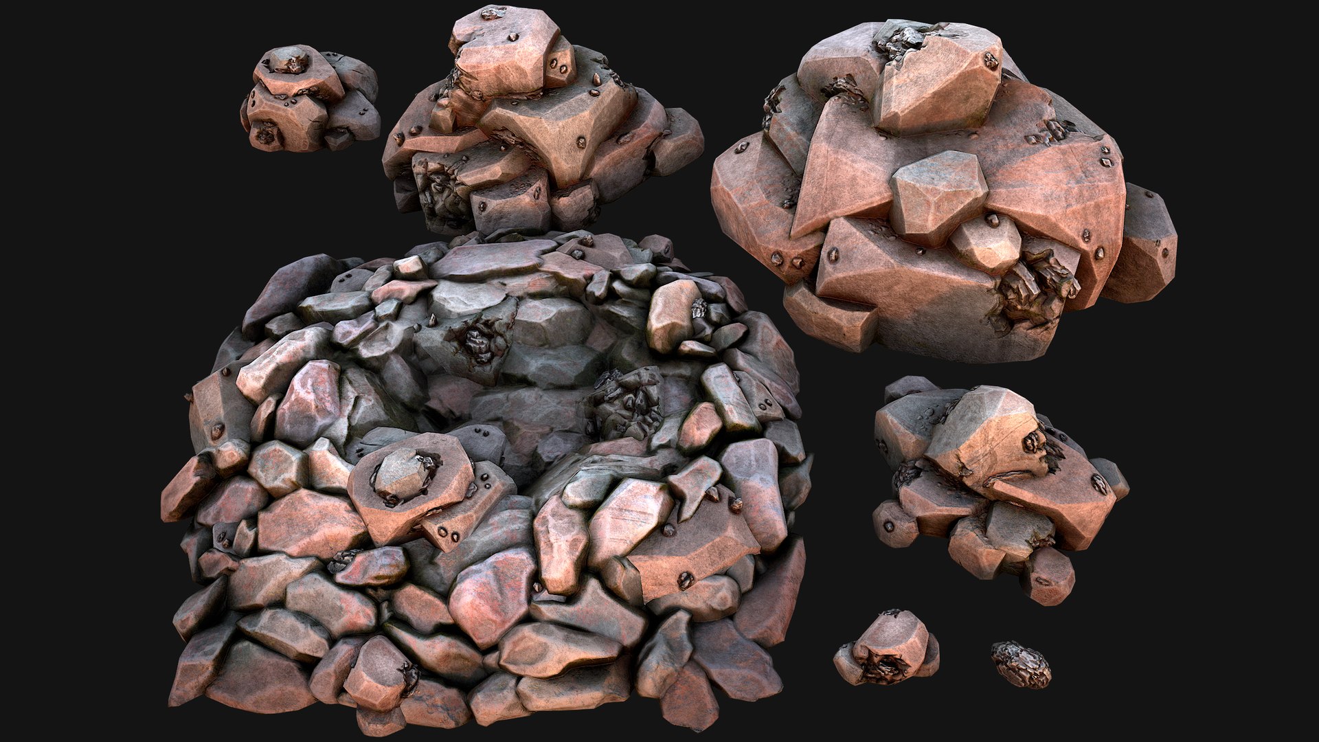 Iron Ore Rocks And Stones Set 3D Model - TurboSquid 2290378