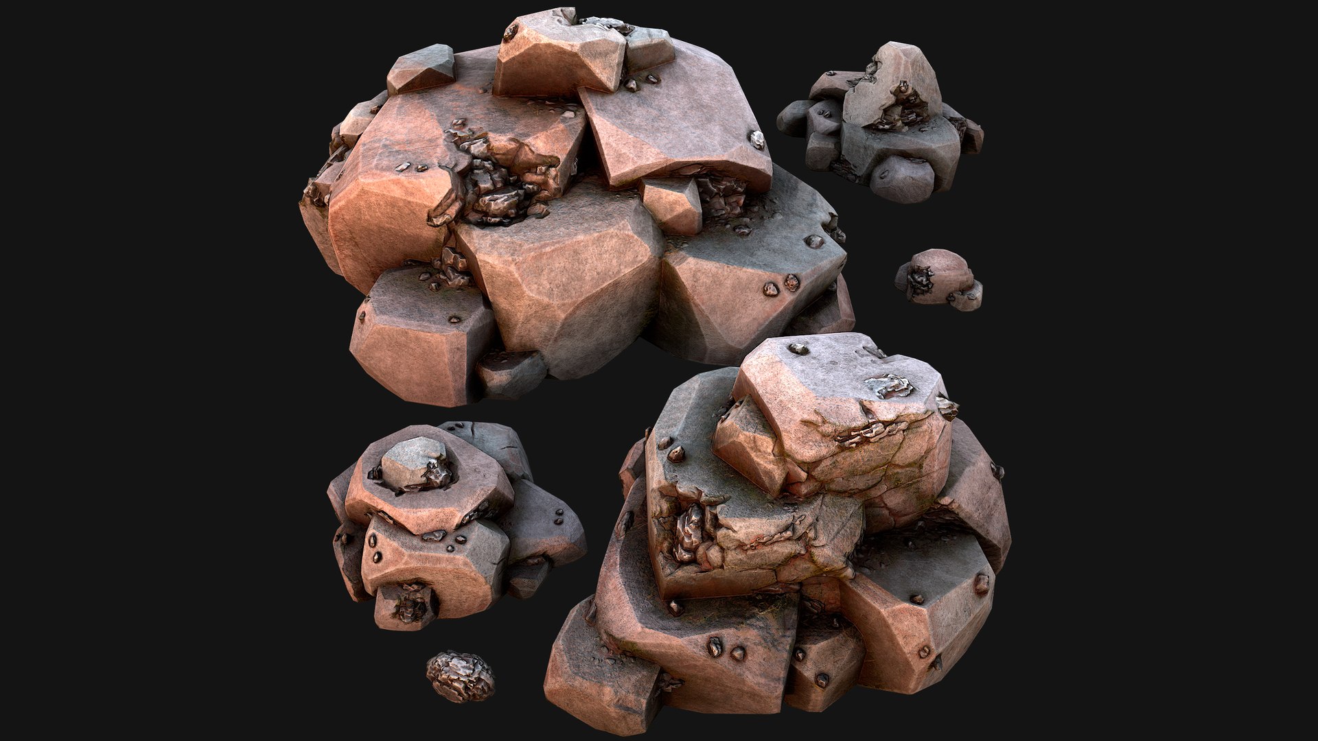 Iron Ore Rocks And Stones Set 3D Model - TurboSquid 2290378