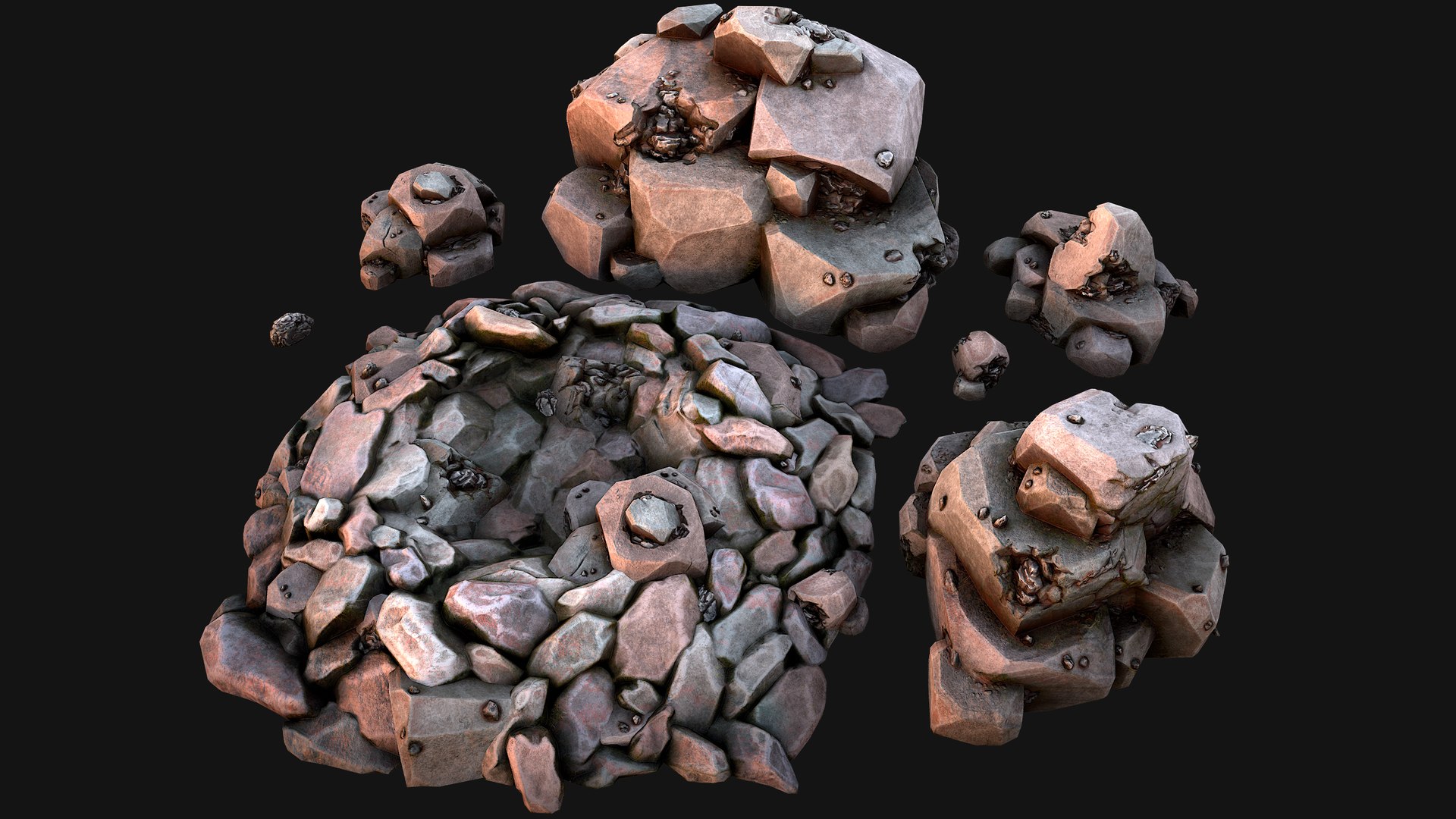 Iron Ore Rocks And Stones Set 3D Model - TurboSquid 2290378