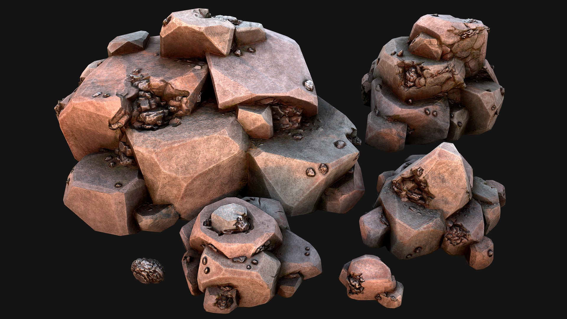Iron Ore Rocks And Stones Set 3D Model - TurboSquid 2290378