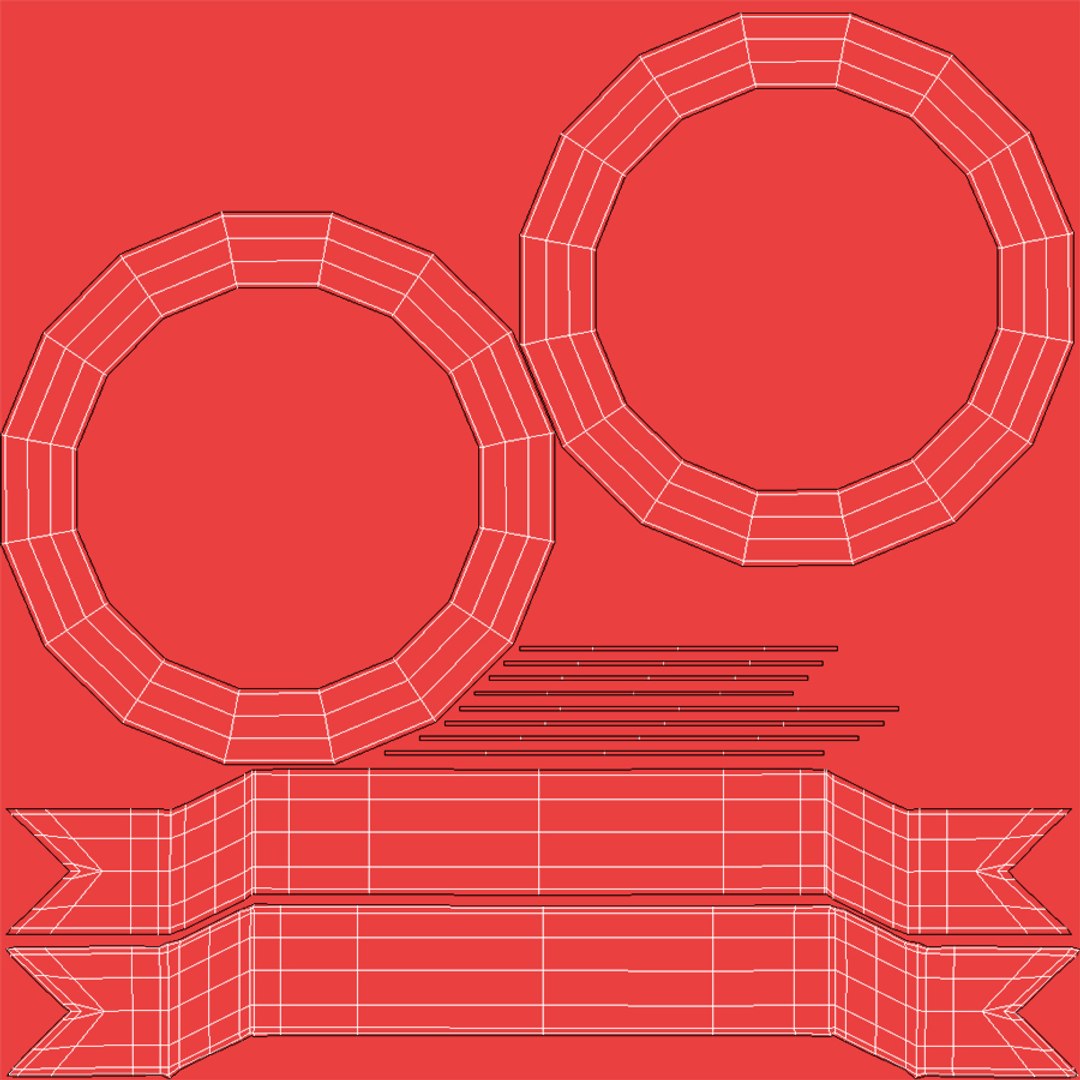 3D Red Three Star Ribbon Sign - TurboSquid 2036441