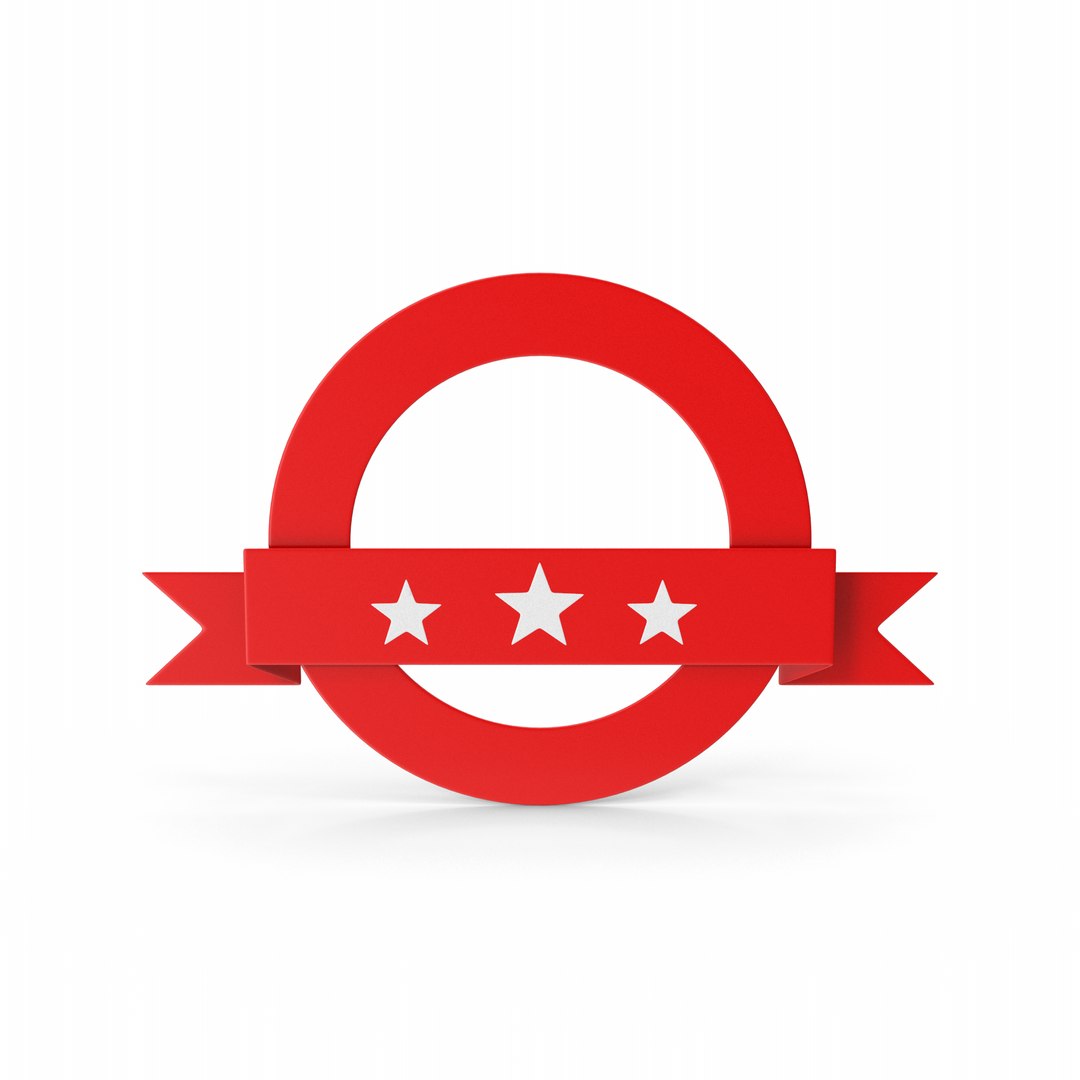 3D Red Three Star Ribbon Sign - TurboSquid 2036441