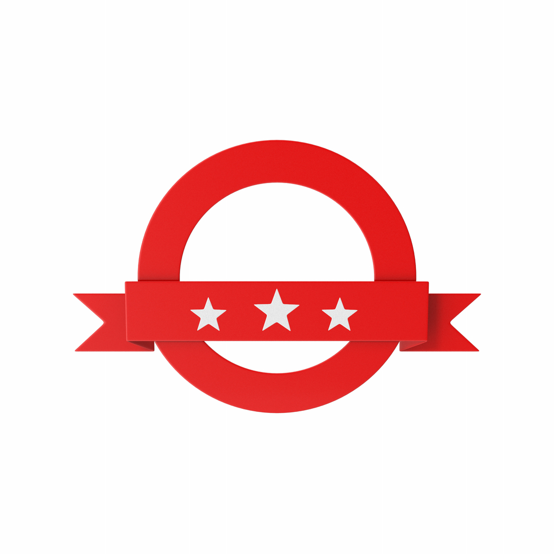 3D Red Three Star Ribbon Sign - TurboSquid 2036441