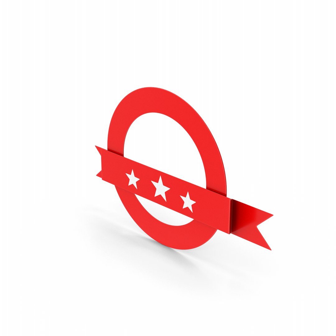 3D Red Three Star Ribbon Sign - TurboSquid 2036441