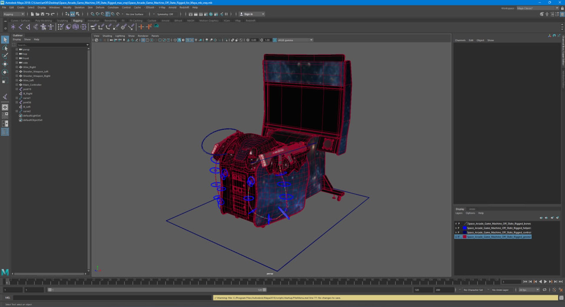 3D Space Arcade Game Machine Off State Rigged For Maya - TurboSquid 2366223