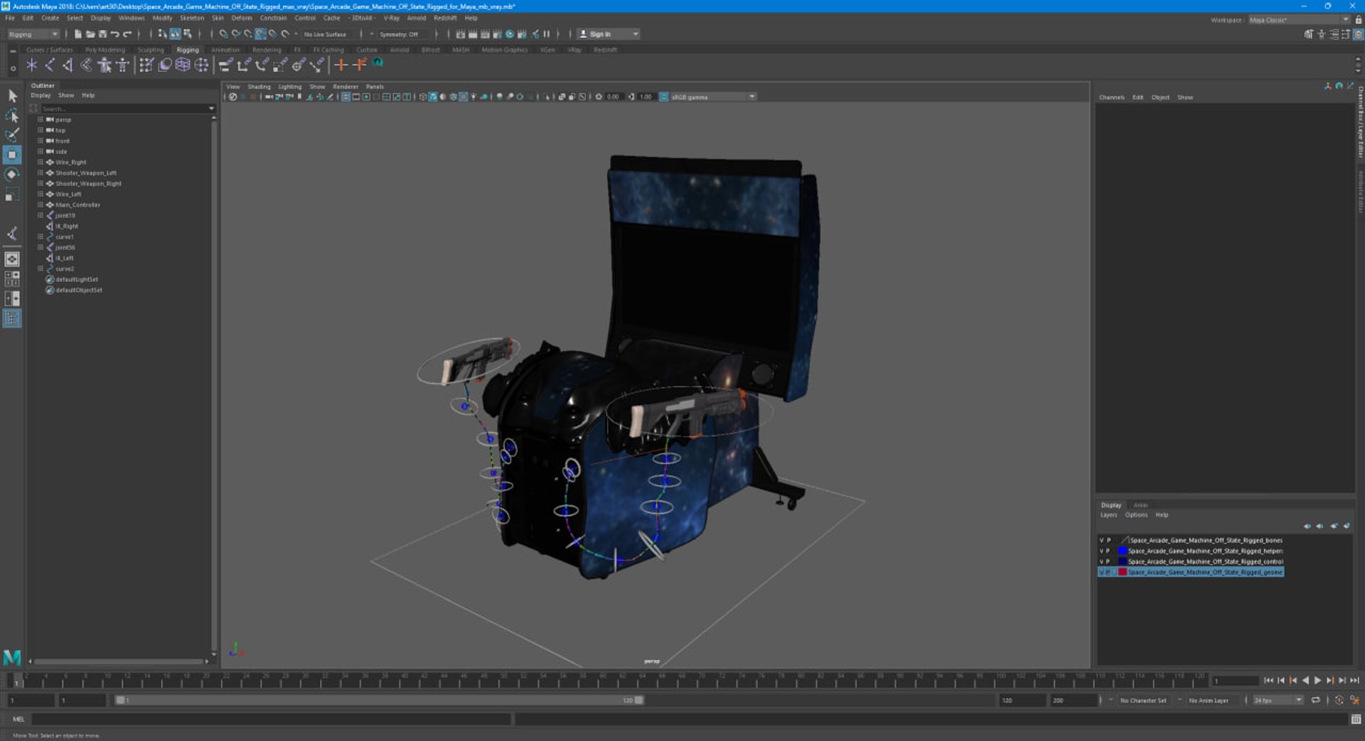 3D Space Arcade Game Machine Off State Rigged For Maya - TurboSquid 2366223