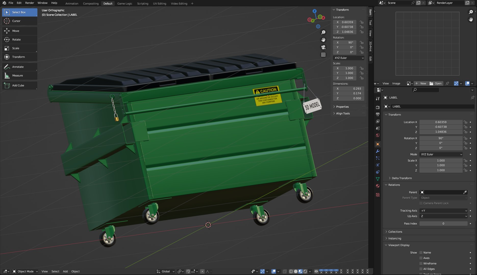 Recycling Dumpster Model - TurboSquid 2199502