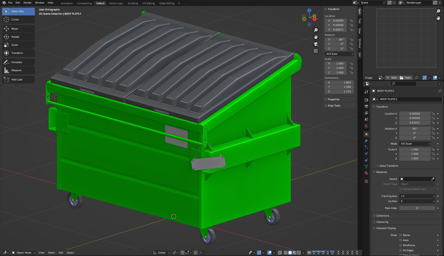 Recycling Dumpster Model - TurboSquid 2199502