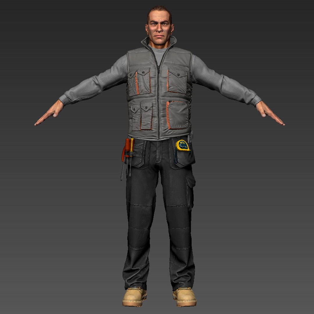 3ds Max Male Workman Body Cloth