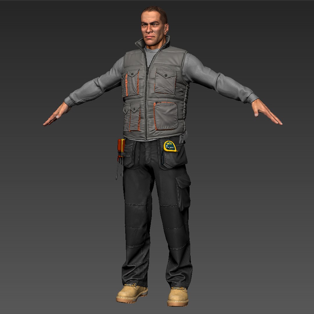 3ds Max Male Workman Body Cloth