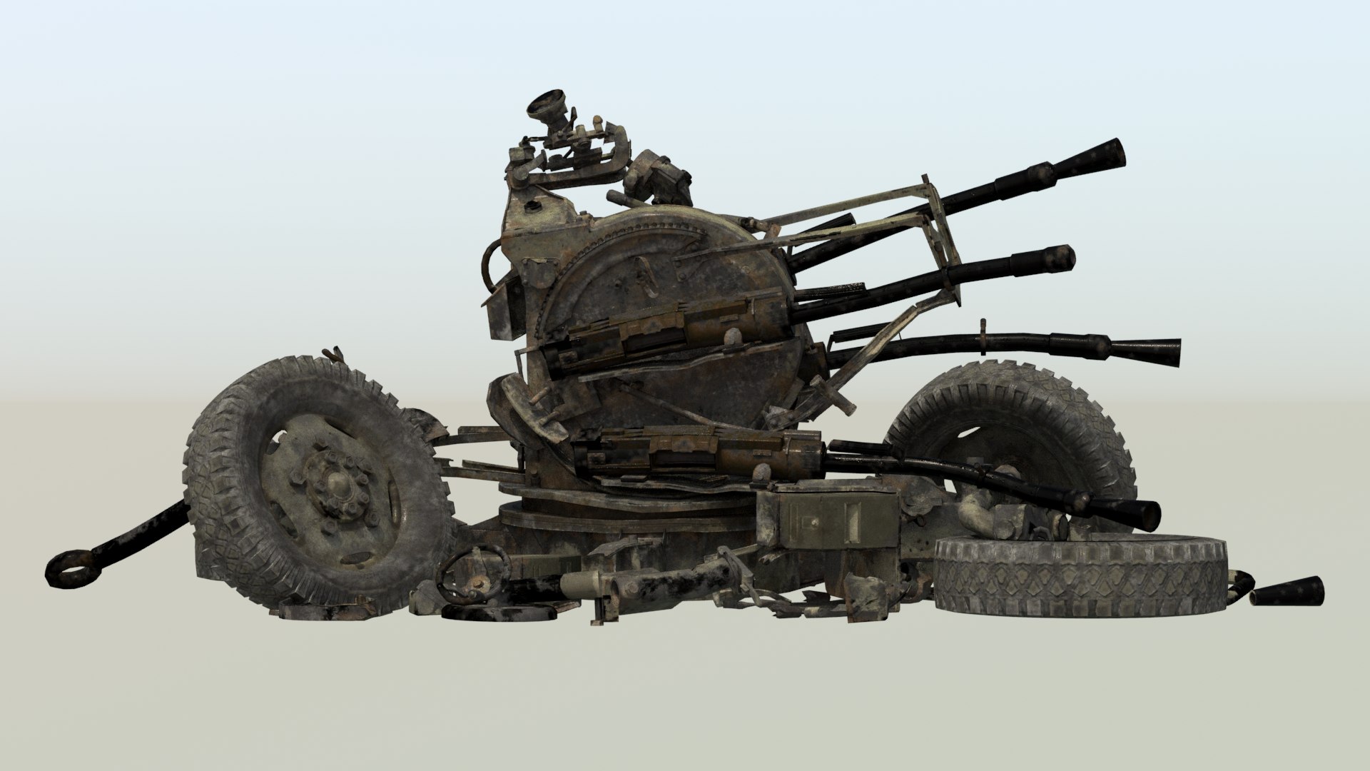 3D ZPU-4 Damage Model - TurboSquid 2085987