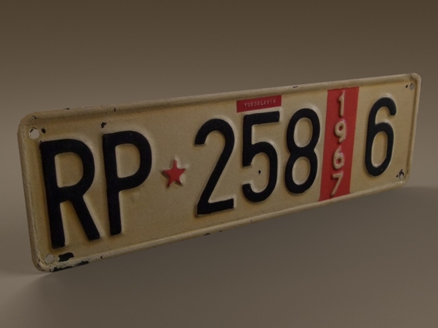 license car plate 3d model