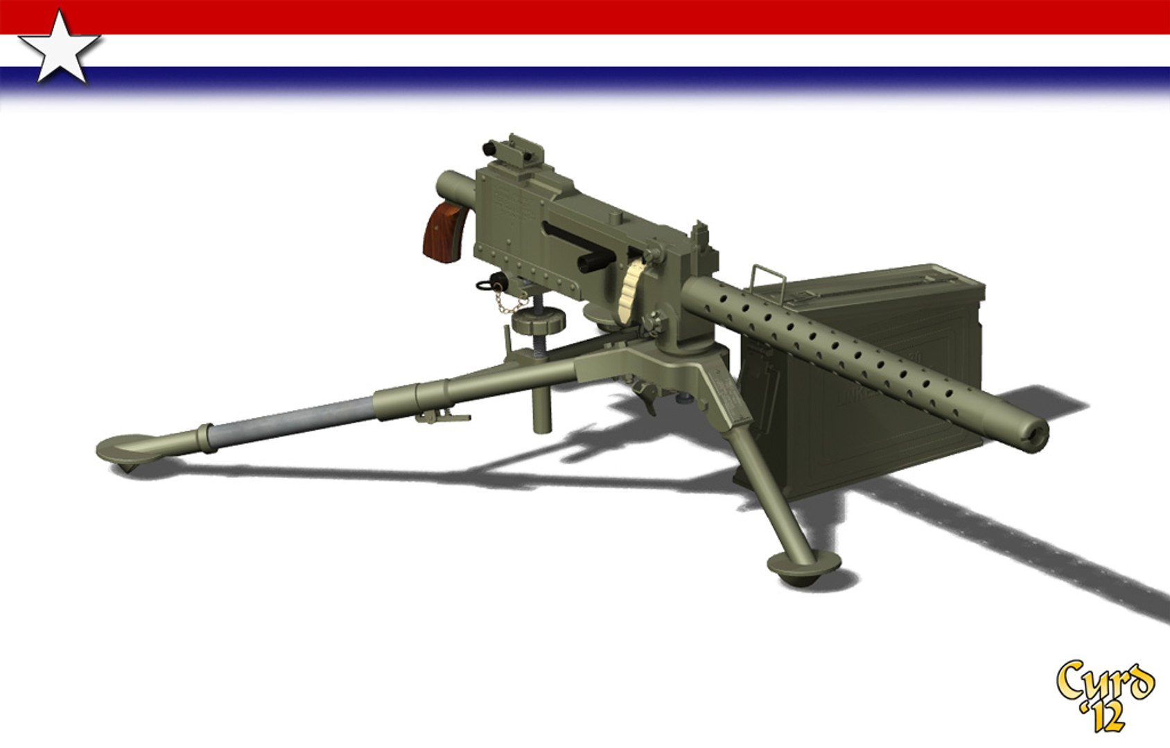 3d Model Machine Gun 1919