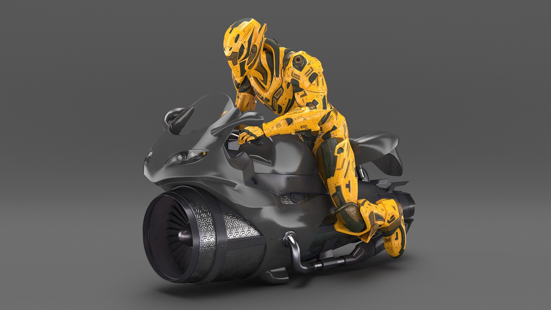 3D Futuristic Armored Robot On Motorcycle - TurboSquid 2267076