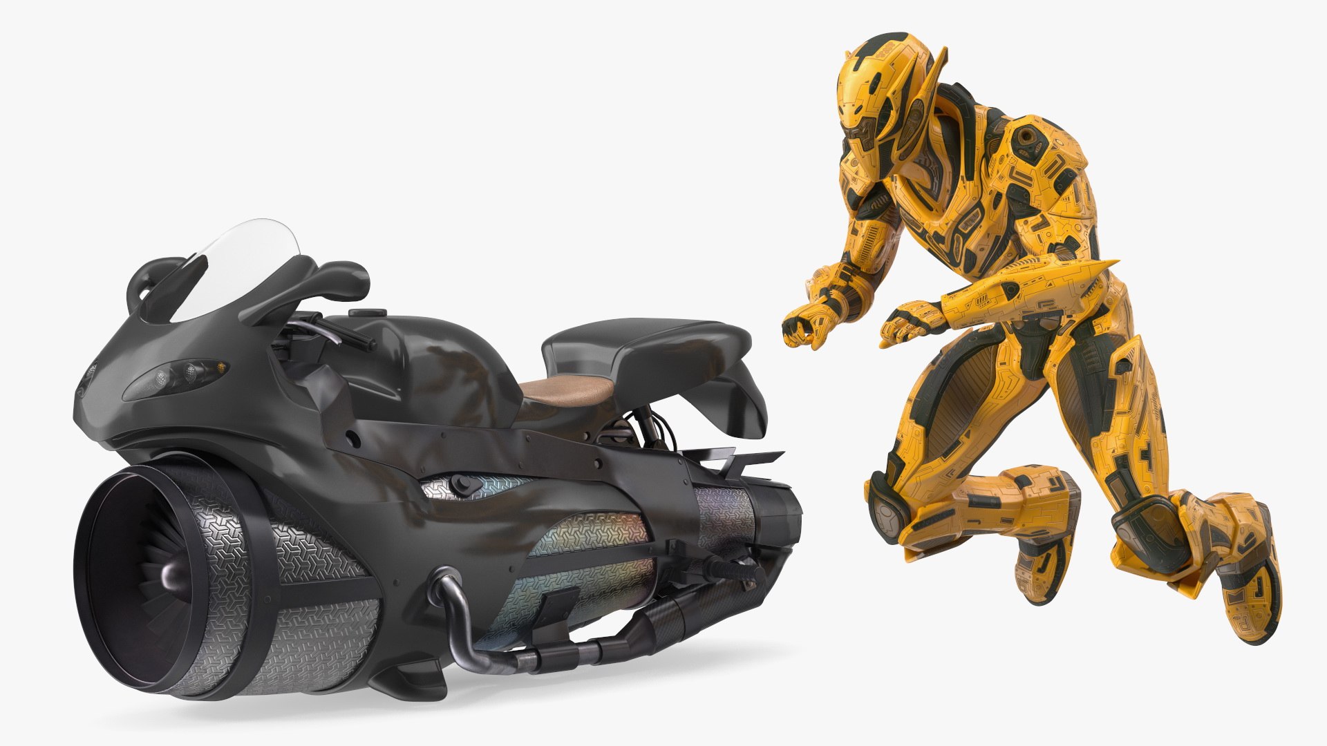 3D Futuristic Armored Robot On Motorcycle - TurboSquid 2267076