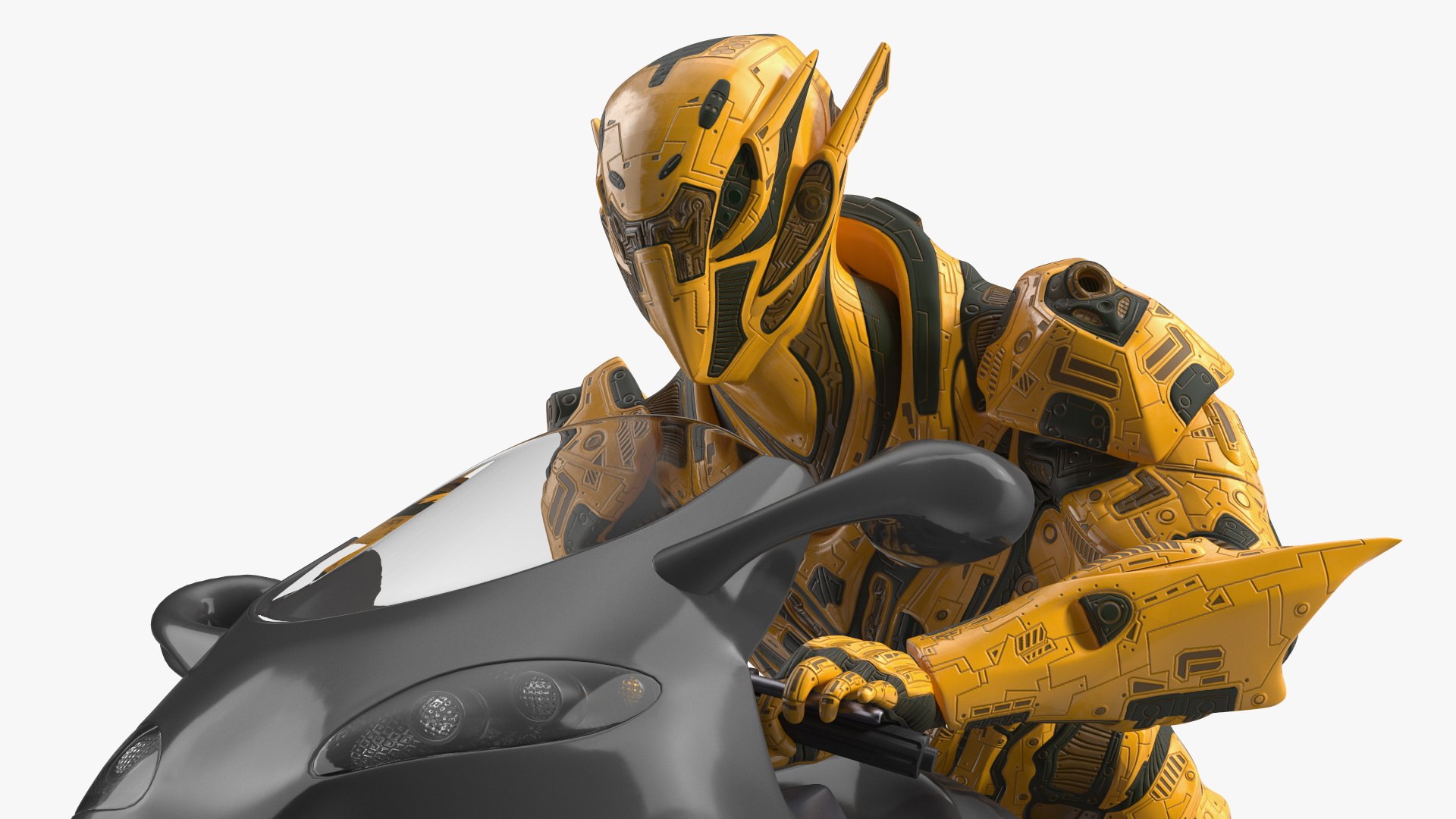 3D Futuristic Armored Robot On Motorcycle - TurboSquid 2267076