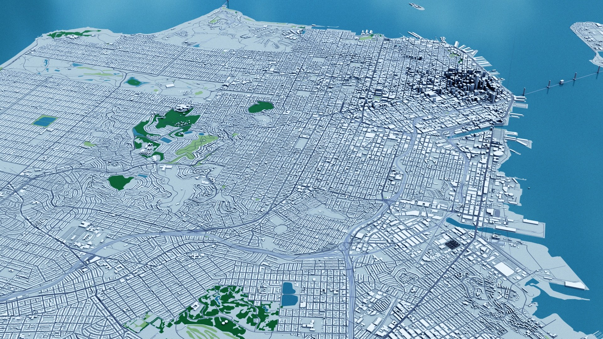 San Francisco City Terrain 3D Model - TurboSquid 1401492