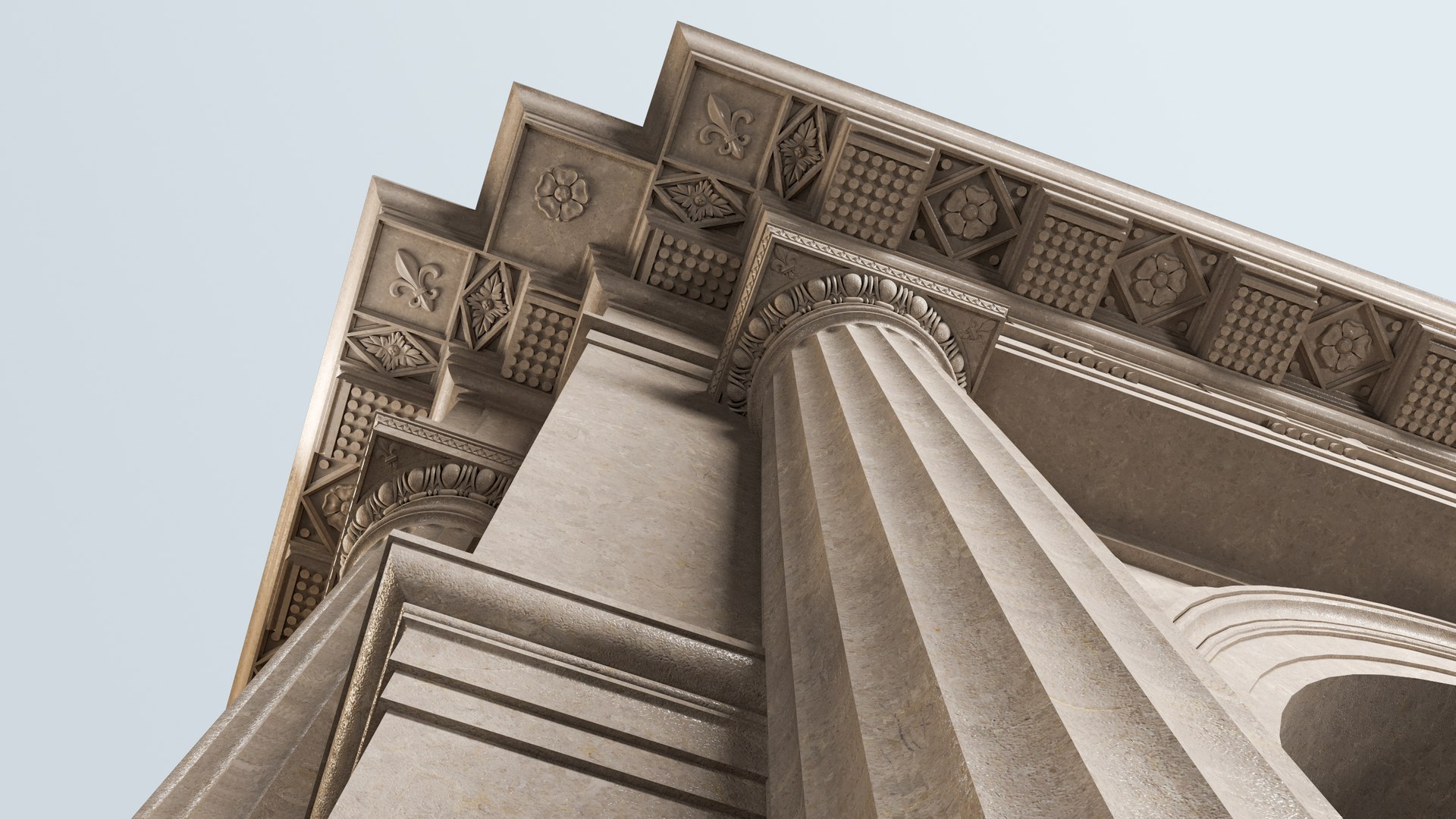 Arch Doric Column With Pedestal And Entablature On Vignola 3D Model 3D Model - TurboSquid 2287525