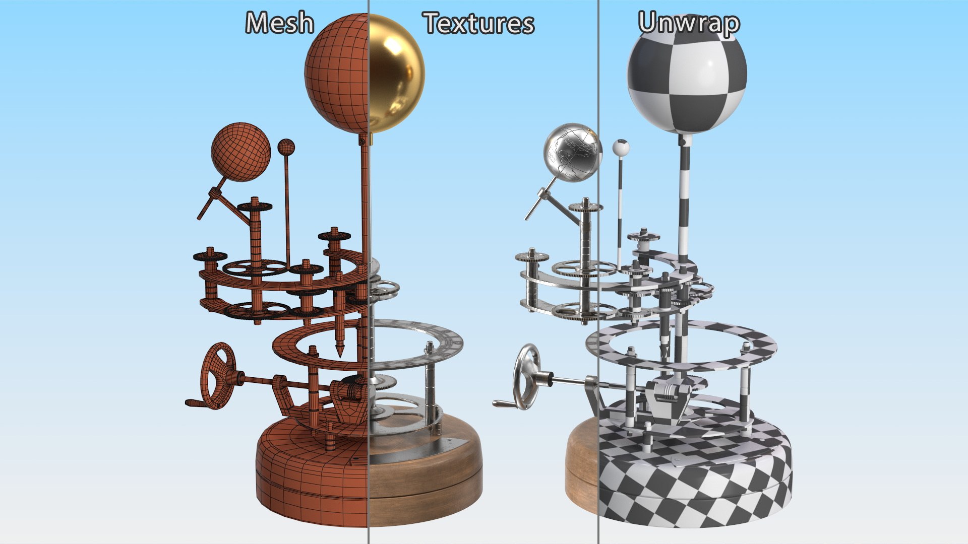 3D Steel Vintage Solar System Orrery - TurboSquid 2092954