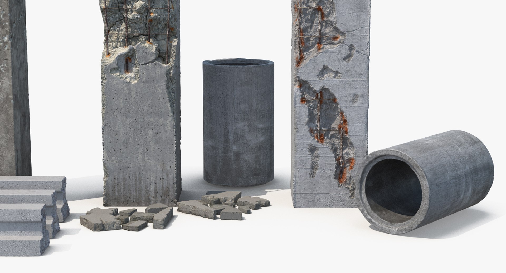 3D concrete elements - TurboSquid 1190665