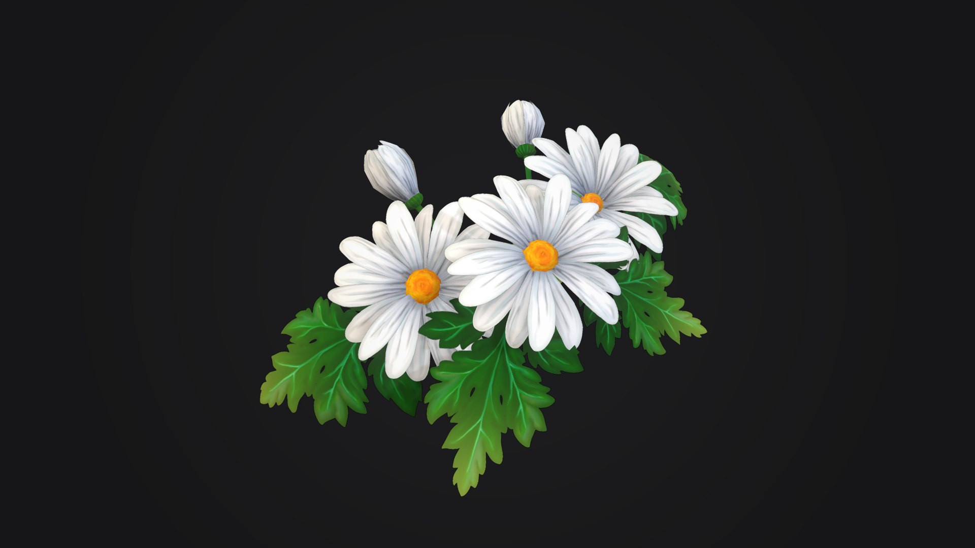 Handpainted Daisies 3D Model - TurboSquid 1991846