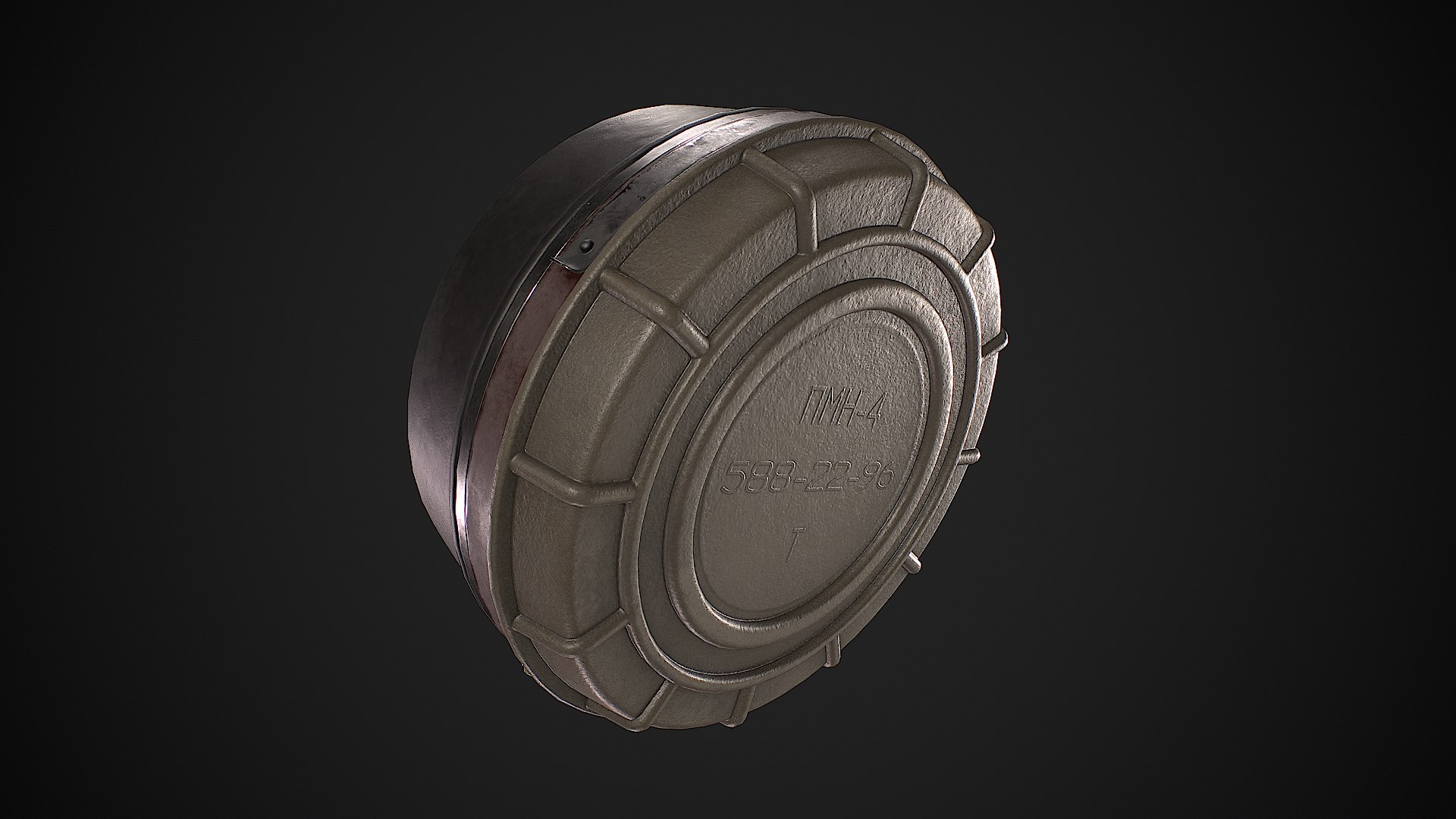 High-explosive Pressure-action Anti-personnel Landmine PMN-4 Low-poly ...