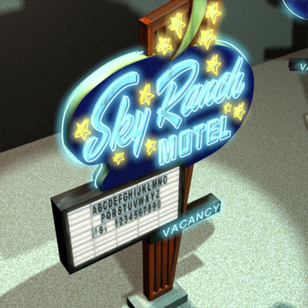3d model sky ranch motel sign