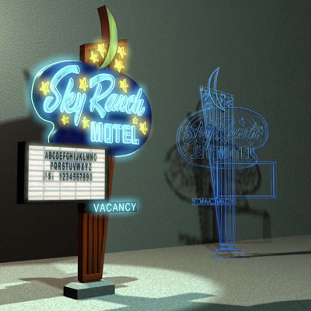 3d model sky ranch motel sign