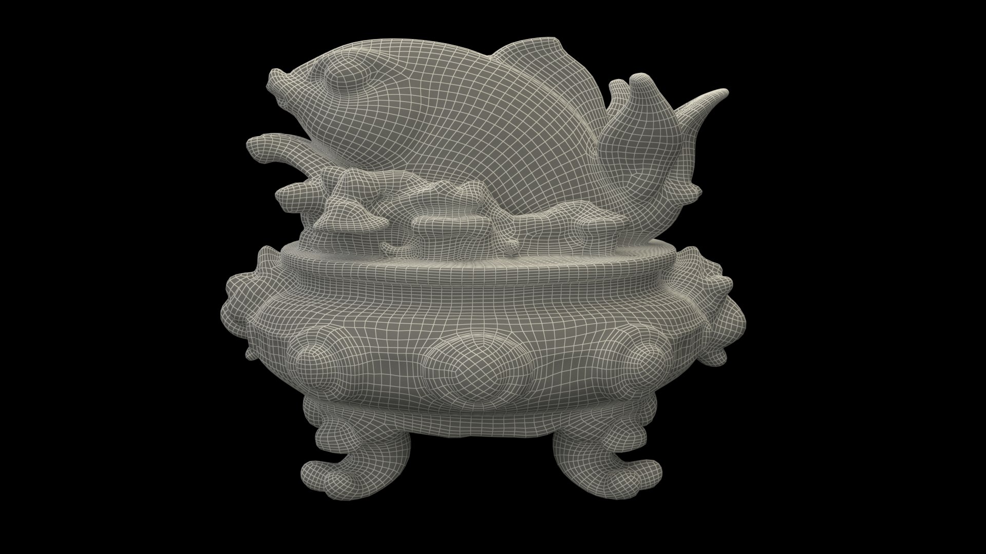 3D Model Chinese Fish Money Pot - TurboSquid 2314479