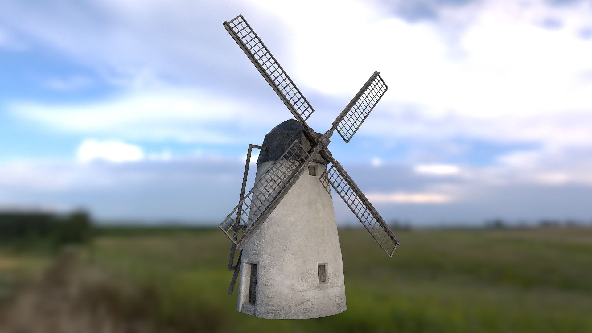 3d Windmill Backdrop Model