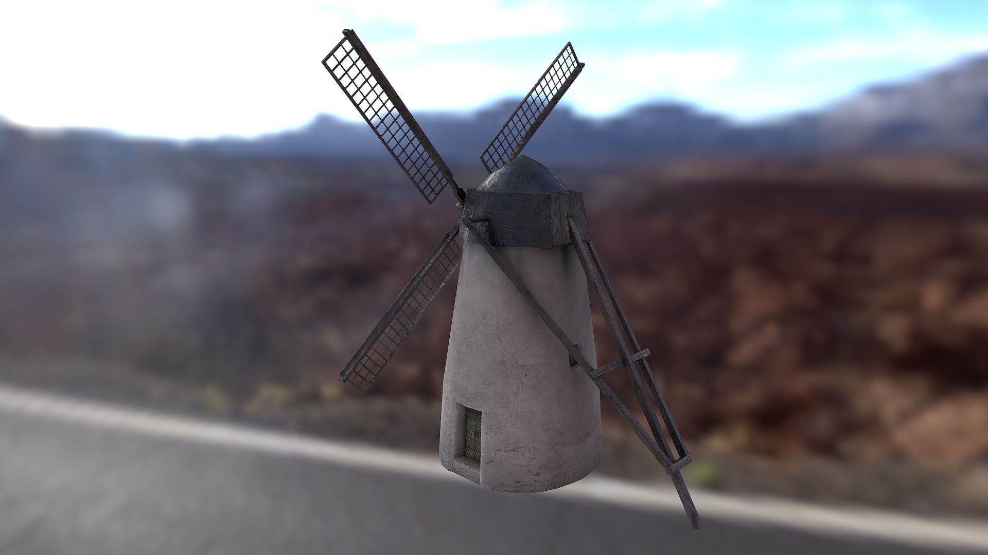 3d Windmill Backdrop Model