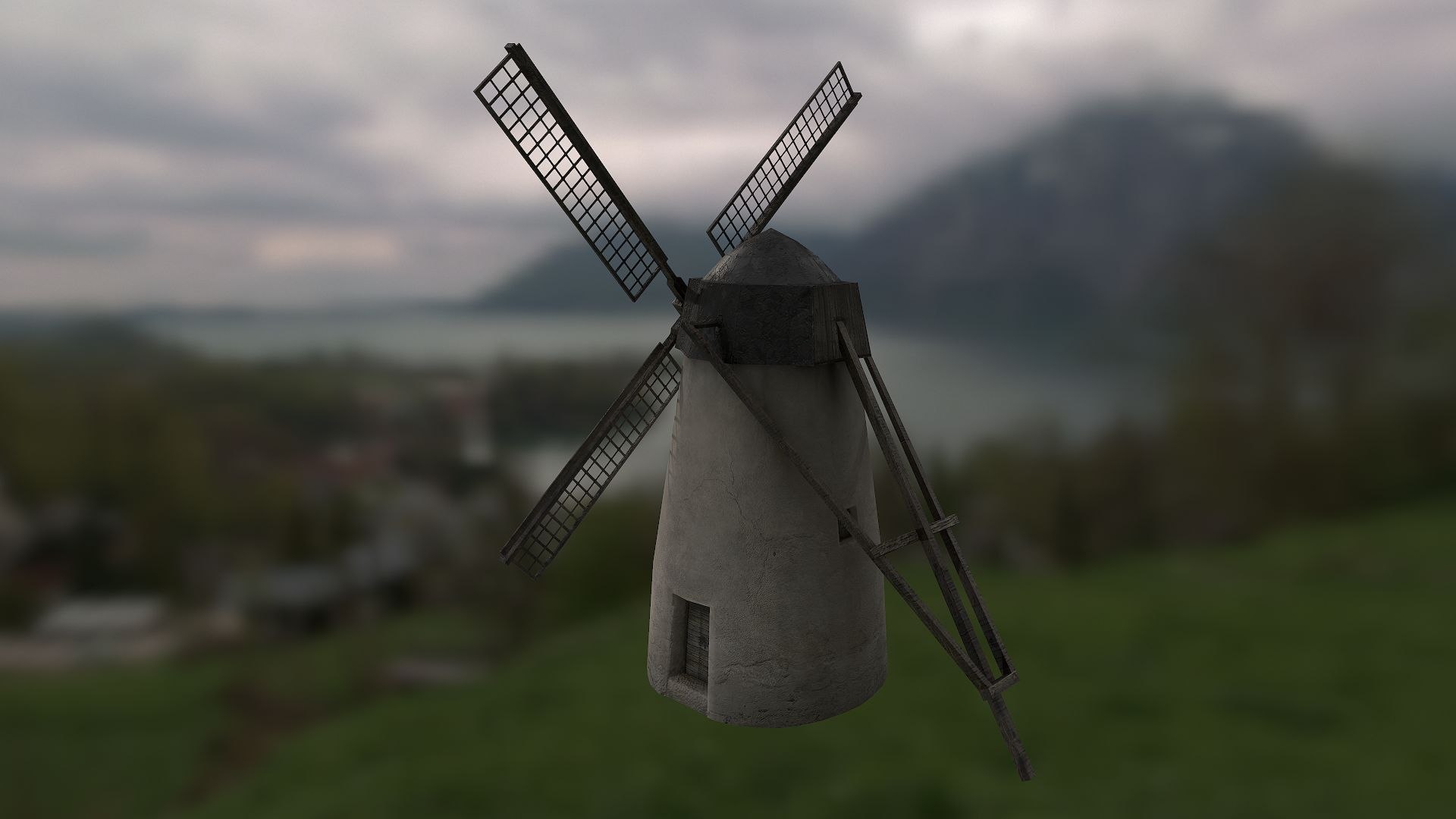 3d Windmill Backdrop Model