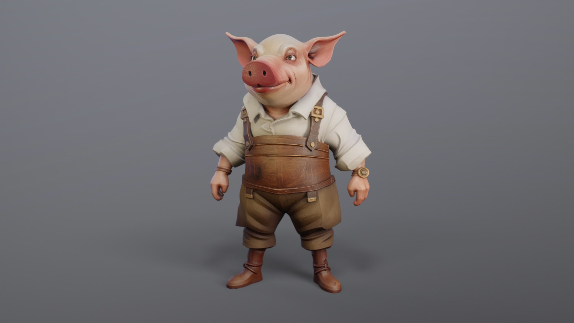 Pig Farmer Stylized Game-Ready 3D Model - TurboSquid 2427535