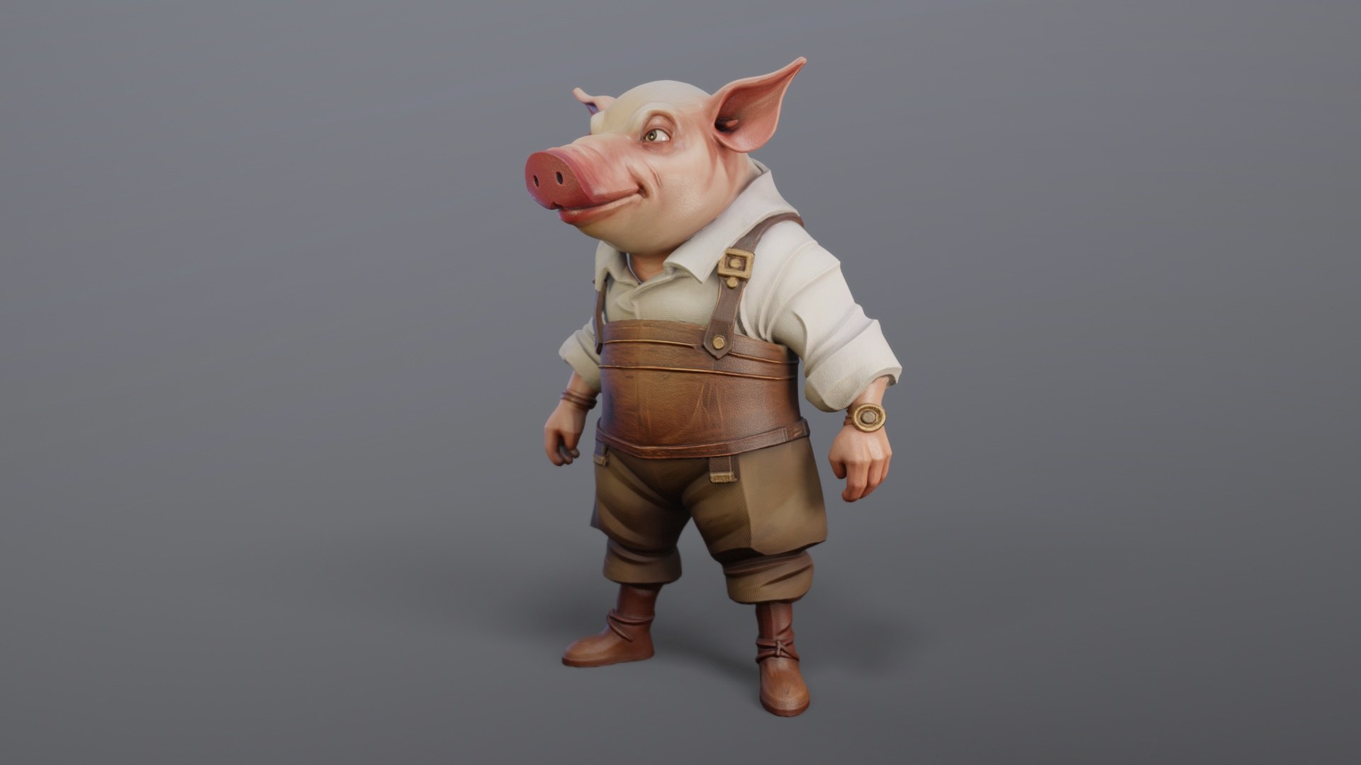 Pig Farmer Stylized Game-Ready 3D Model - TurboSquid 2427535