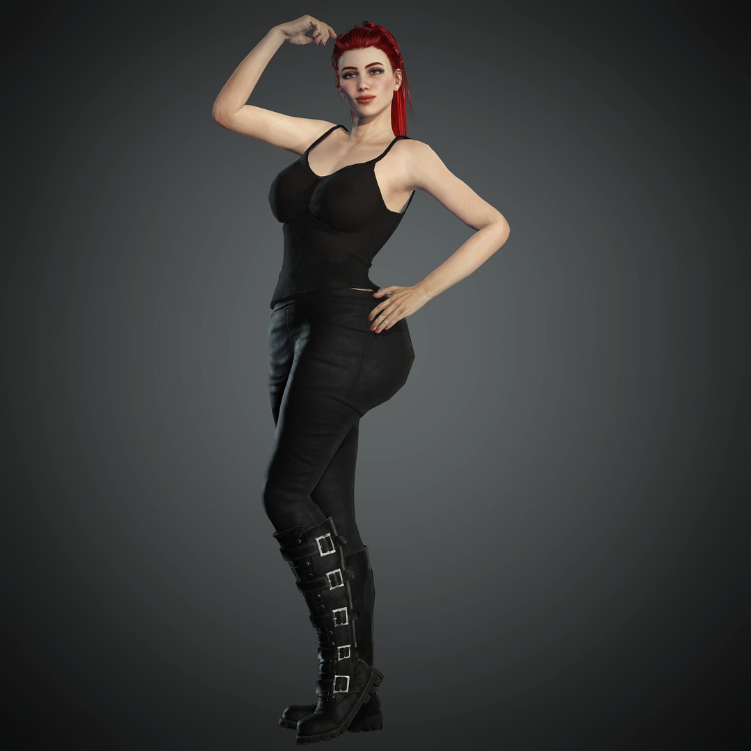 3D Beautiful 3D Realistic Red Head Fashioned Woman - TurboSquid 2208139