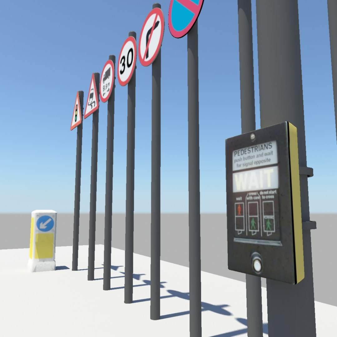 3d Model Road Signs Traffic Lights