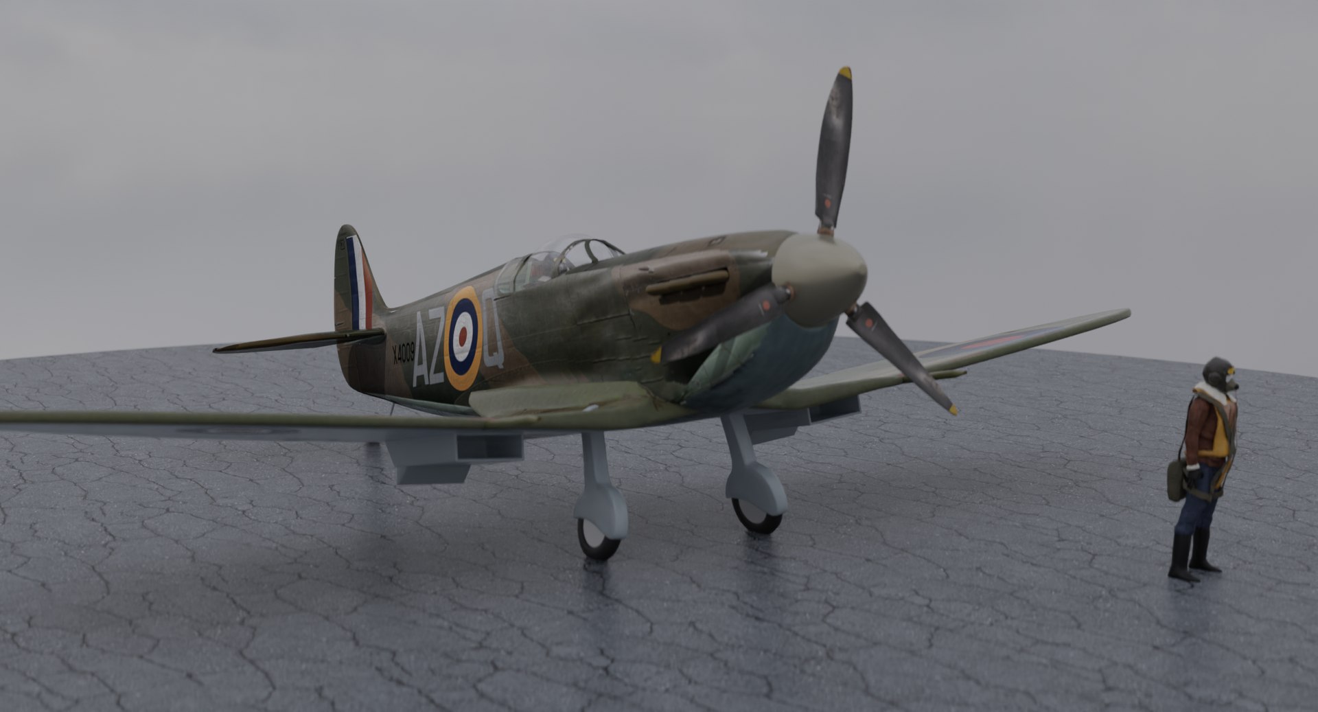 World War 2 Spitfire With Pilot 3D model - TurboSquid 2104999