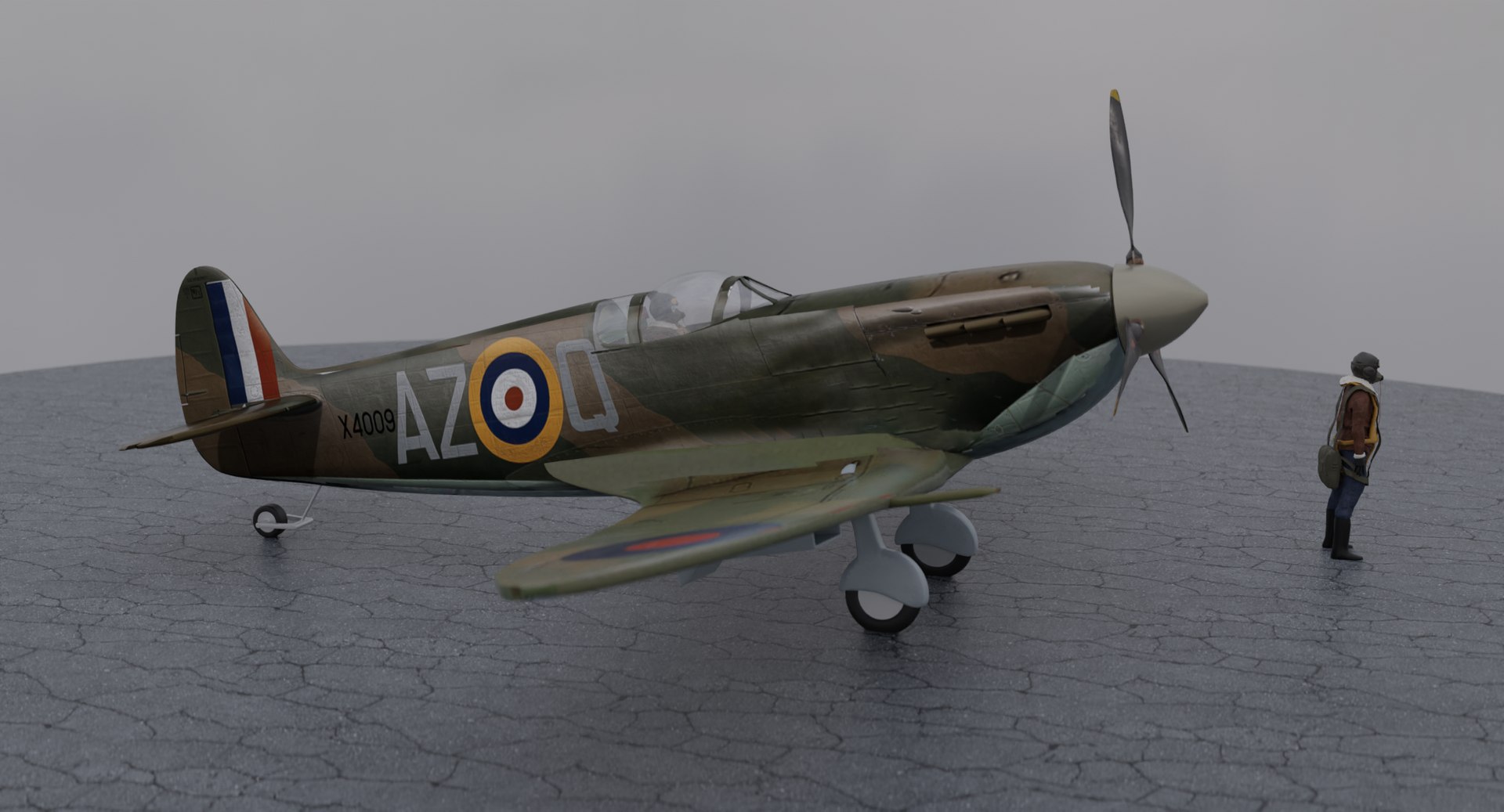 World War 2 Spitfire With Pilot 3D model - TurboSquid 2104999
