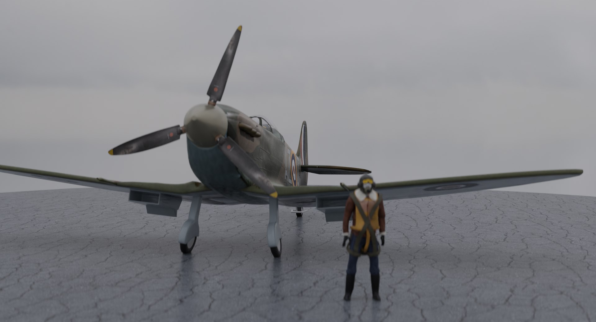 World War 2 Spitfire With Pilot 3D model - TurboSquid 2104999