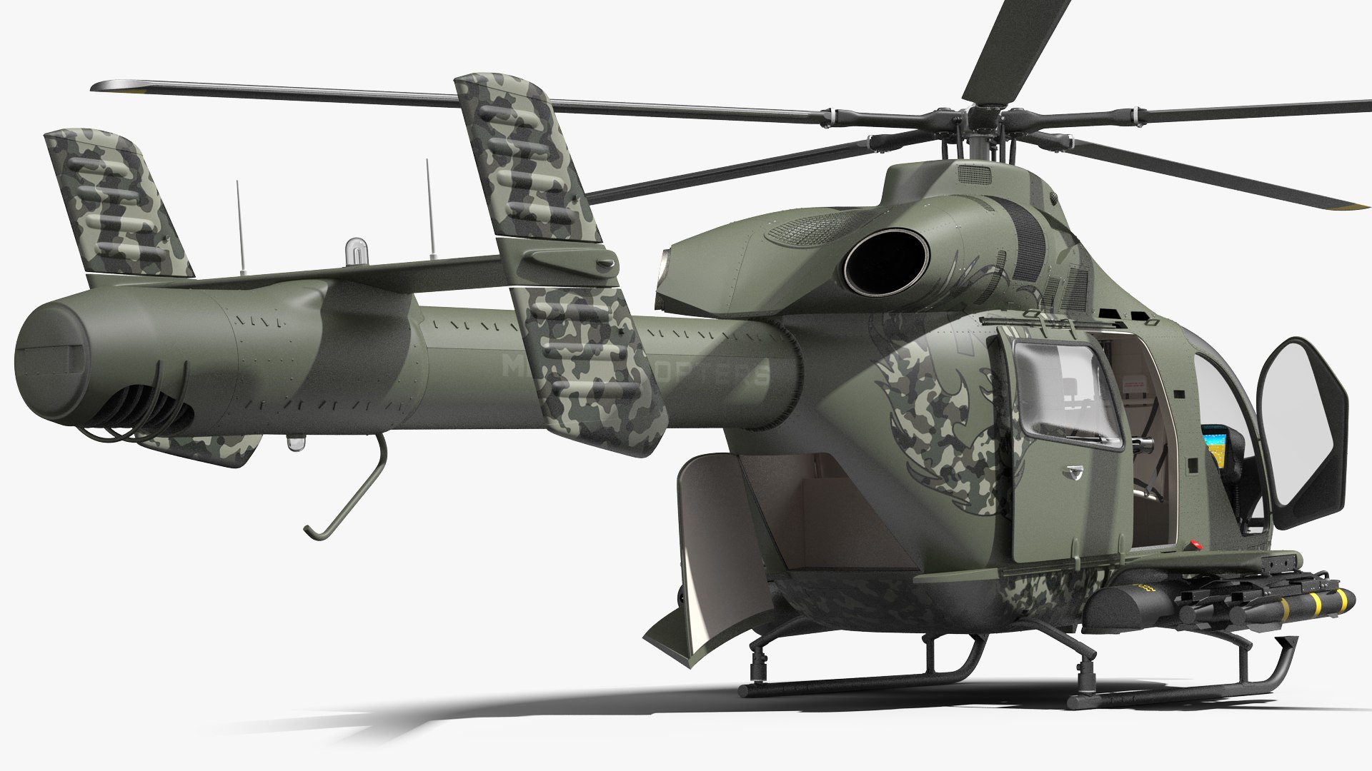 3D MD 969 Twin Attack Helicopter Rigged for Cinema 4D model ...