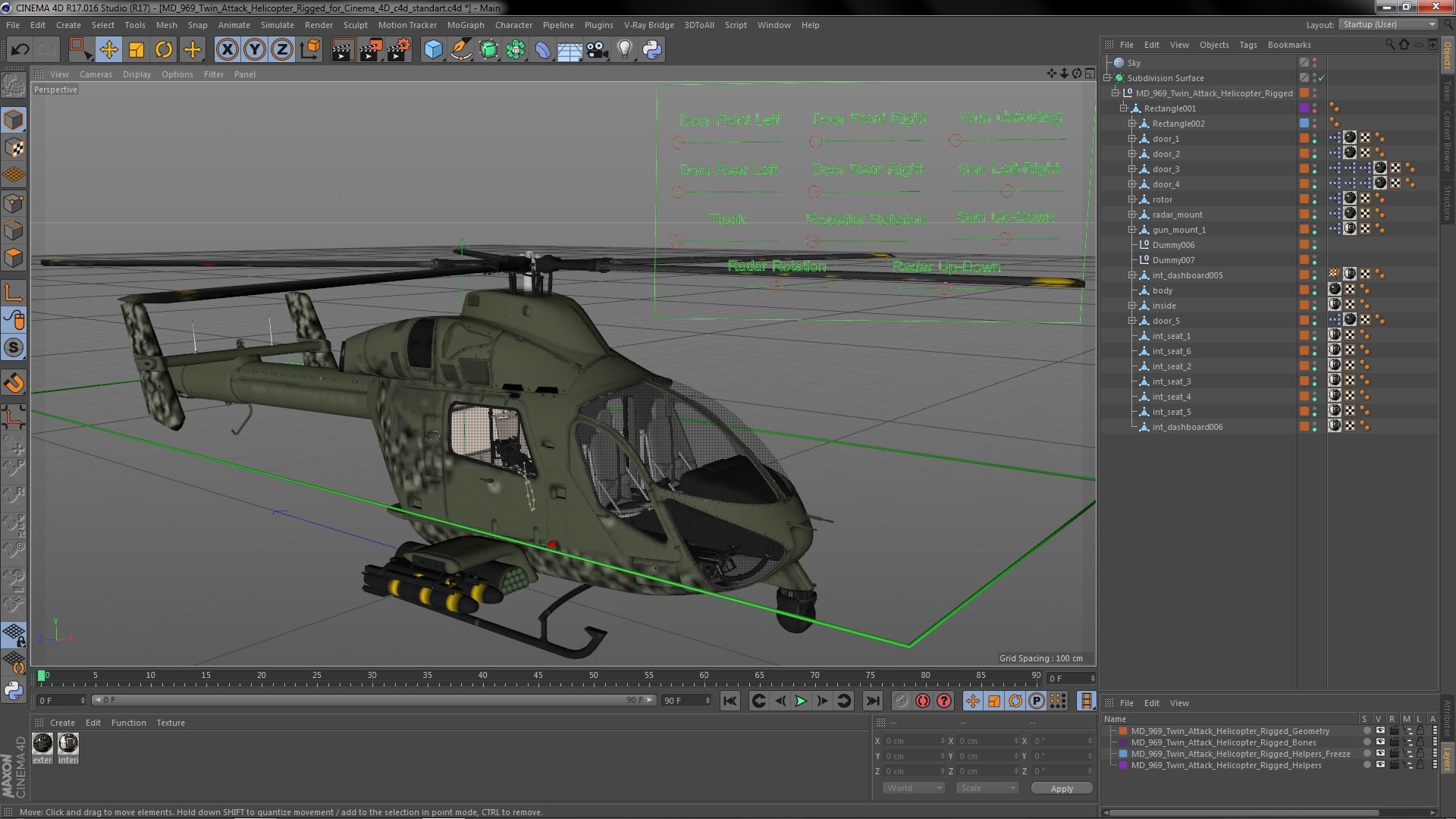 3D MD 969 Twin Attack Helicopter Rigged for Cinema 4D model ...