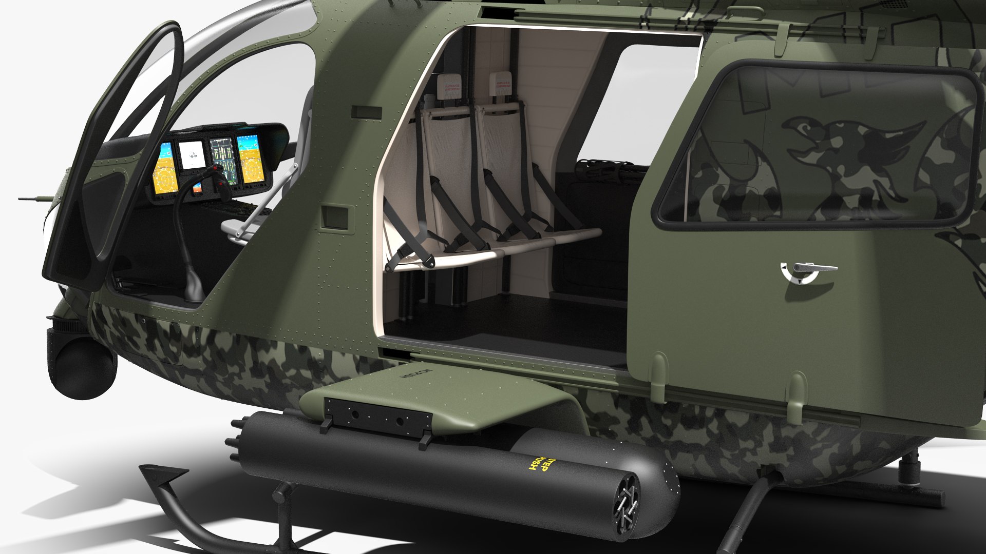3D MD 969 Twin Attack Helicopter Rigged for Cinema 4D model ...