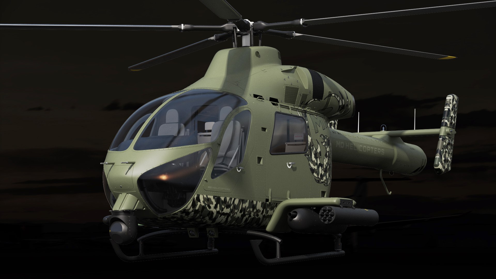 3D MD 969 Twin Attack Helicopter Rigged for Cinema 4D model ...