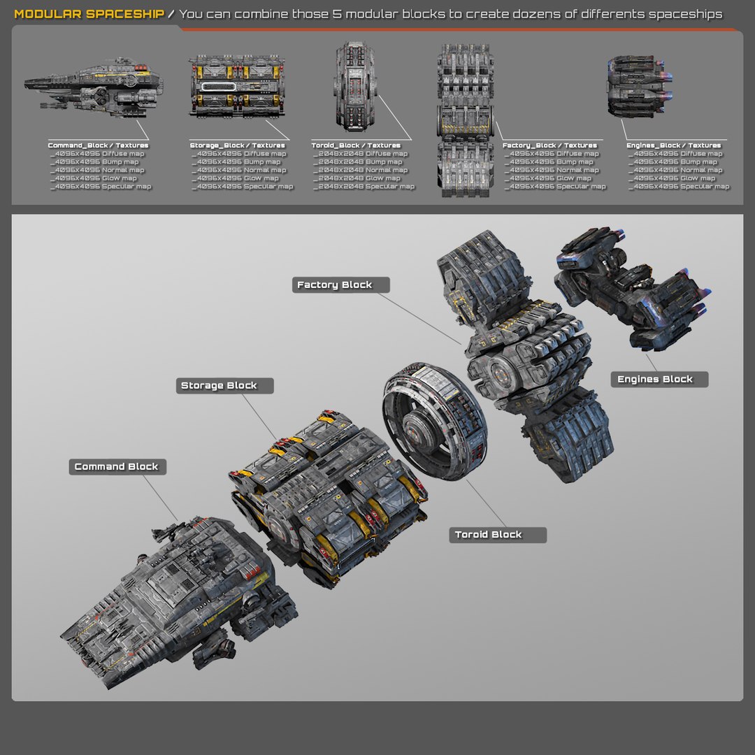 3D Modular Spaceship - TurboSquid 1178058